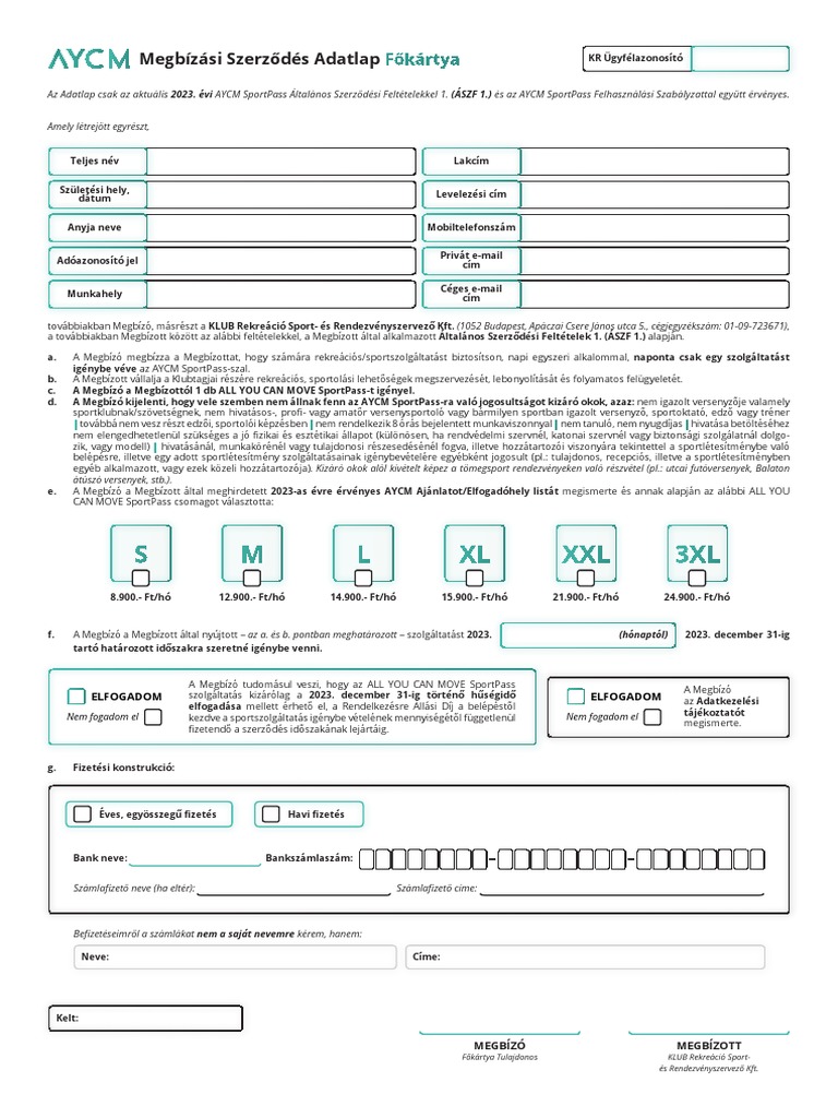AYCM Fokartya Szerzodes 2023 | PDF