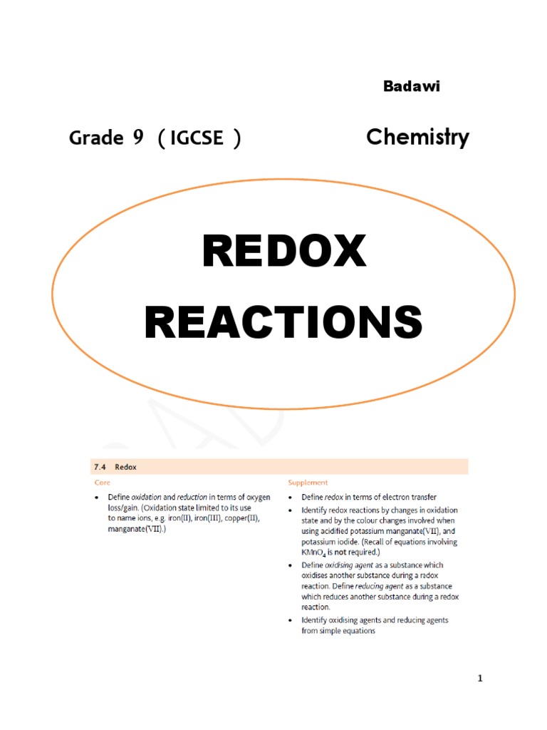 Redox Reactions: Oxidation, Reduction, and Balancing Redox Equations ...
