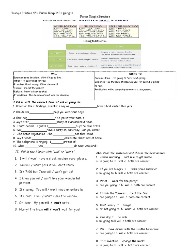 TP 3 Will Going To | PDF