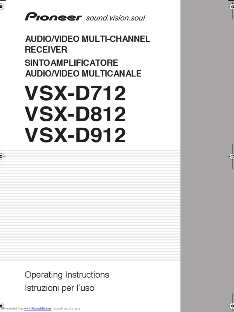 VSX-D712 VSX-D812 VSX-D912: Audio/Video Multi-Channel Receiver ...