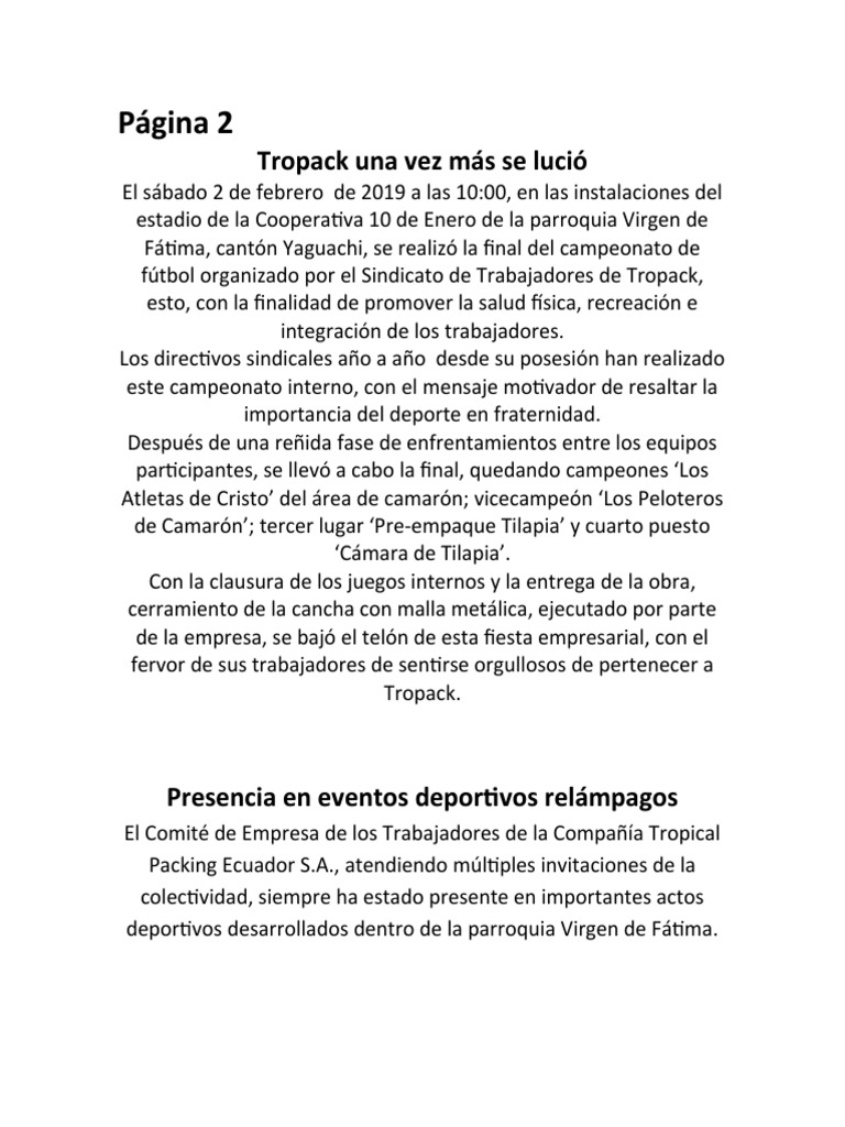 Actividades y logros de Tropack 2023 | PDF | Gestión de recursos ...
