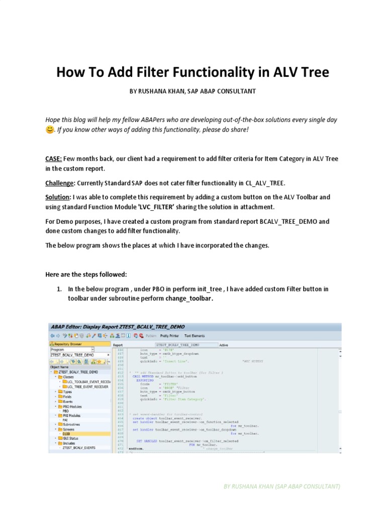ALV Tree Filter Functionality Guide | PDF | Software | Systems Engineering