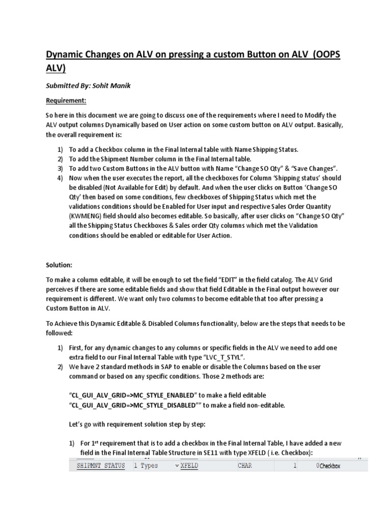 ALV Dynamic Changes Using OOPS 1610129005 | PDF | Systems Engineering | Computing