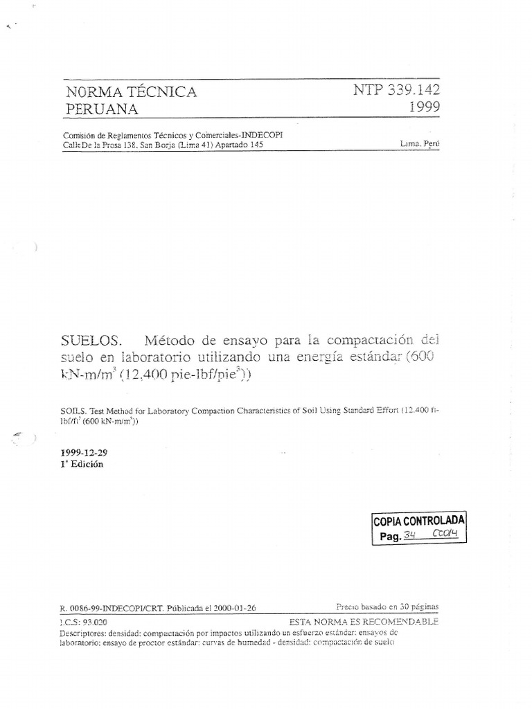 NTP 339.142 Proctor Estandar | PDF