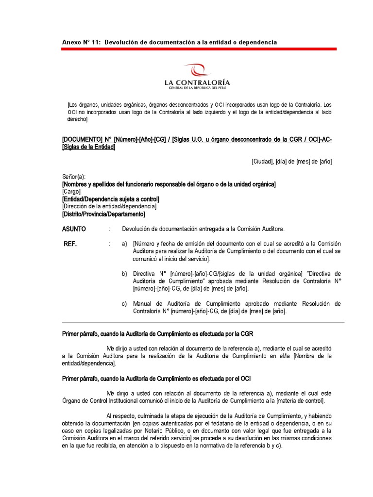 Anexo #11 - Devolución de Documentación A La Entidad o Dependencia | PDF | Gobierno