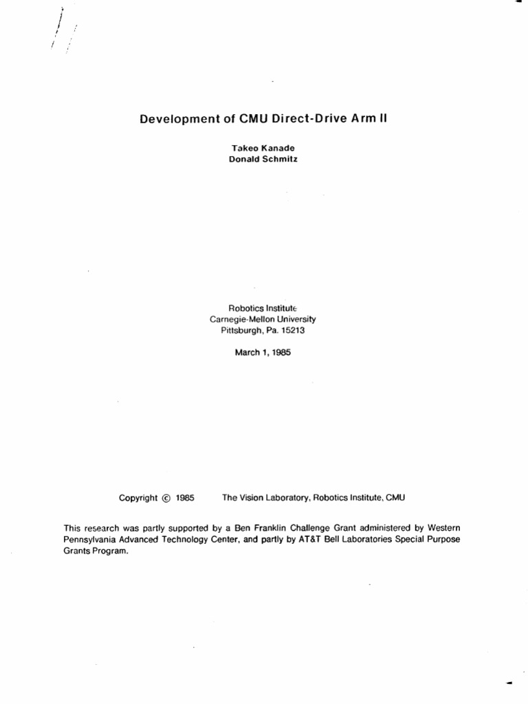 Development of CMU Direct-Drive Arm II | Download Free PDF ...