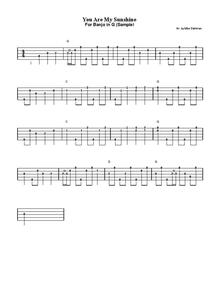 You Are My Sunshine Banjo Tab | PDF