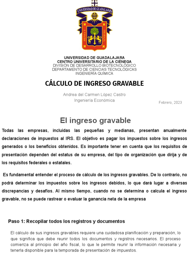 Calculo Ingreso Gravable | PDF | Impuestos | Economias