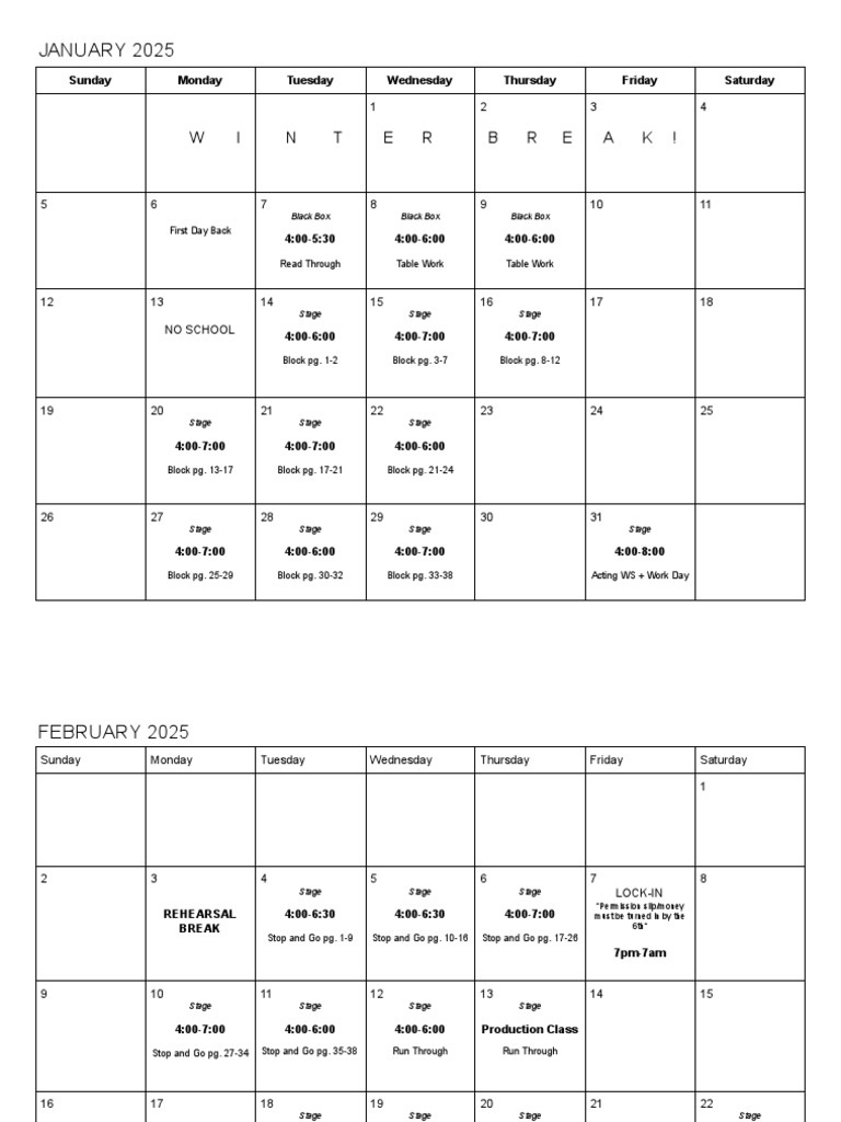 Rehearsal Calendar Caucasian Chalk Circle | PDF