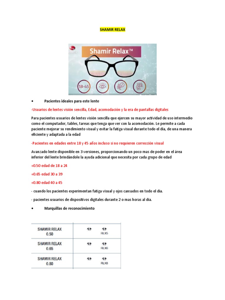 Shamir Relax | PDF | Lentes | Informática