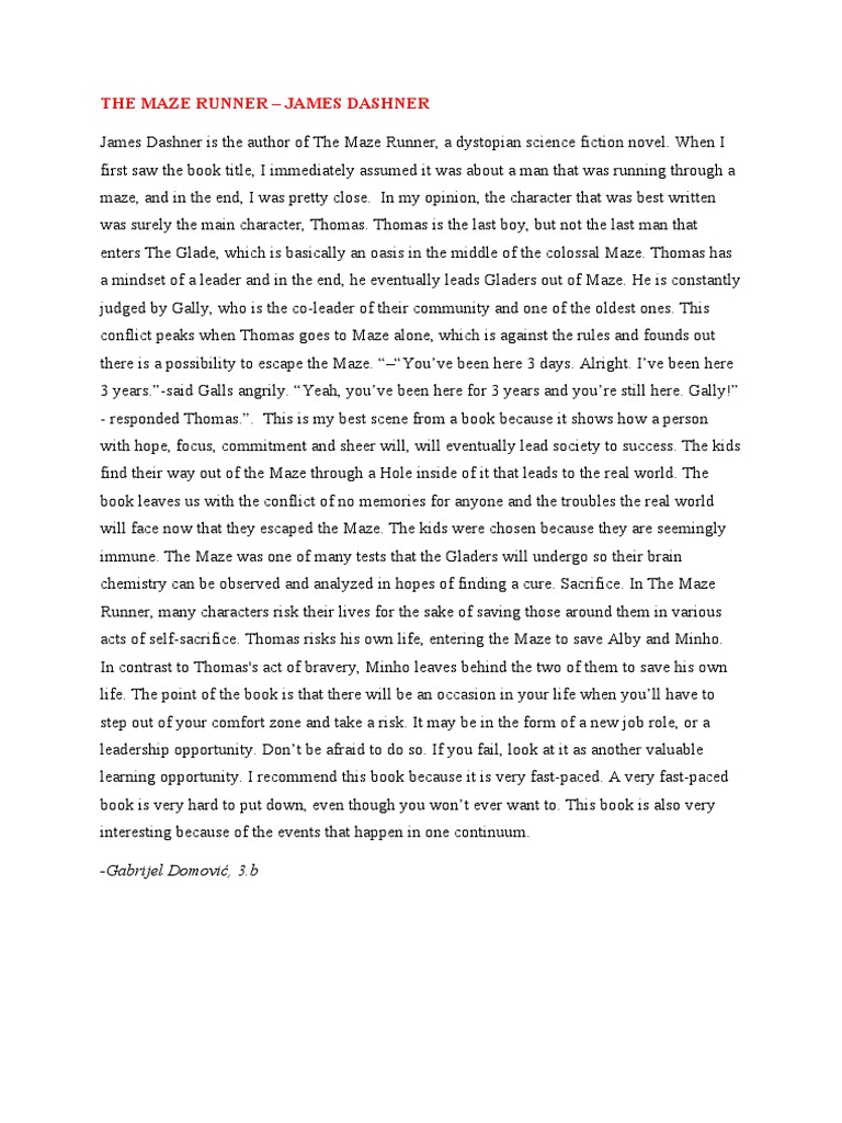 Insights on The Maze Runner by Dashner | PDF