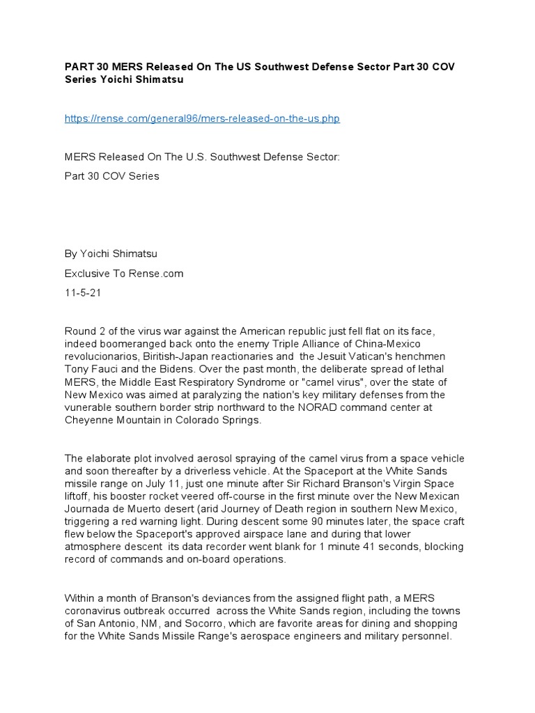 PART 30 MERS Released On The US Southwest Defense Sector Part 30 COV ...