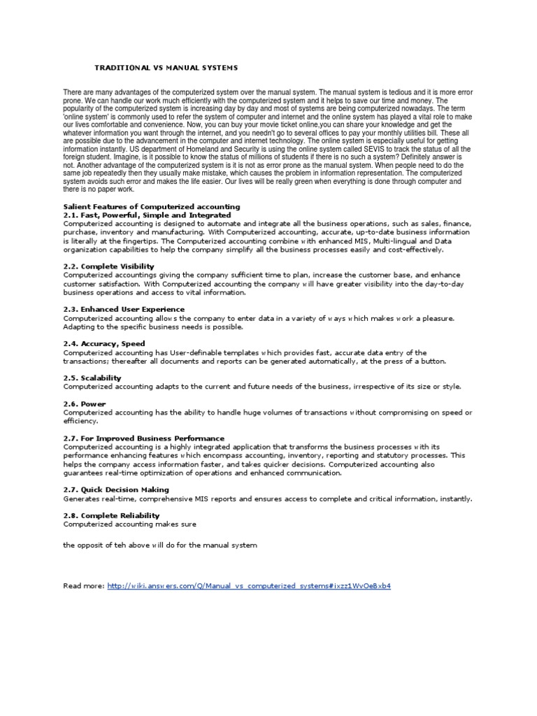 Traditional Vs Manual Systems | PDF | Business Process | Automation