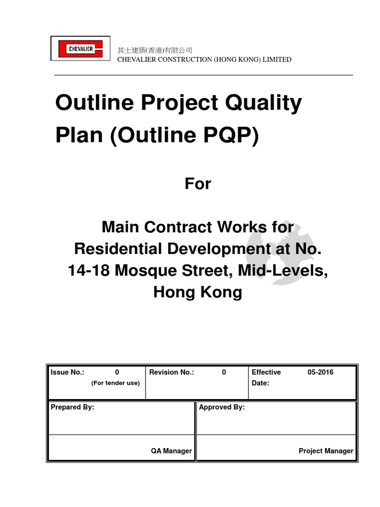 Outline Project Quality Plan (Outline PQP) : 其士建築 (香港) 有限公司 Chevalier ...