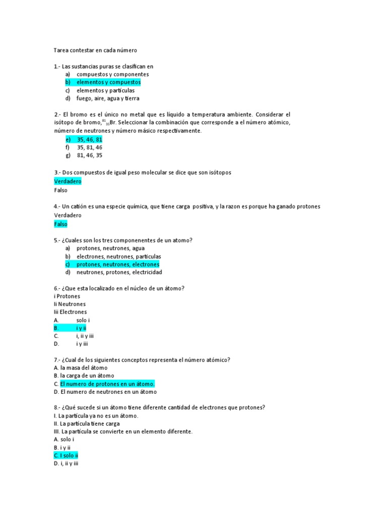 Tarea 001 Quimica | PDF | Compuestos químicos | Isótopo