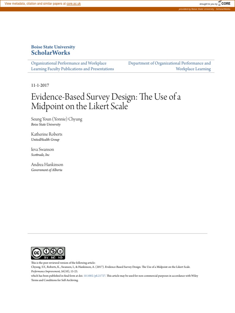 Evidence-Based Survey Design: The Use of A Midpoint On The Likert Scale | PDF | Likert Scale ...