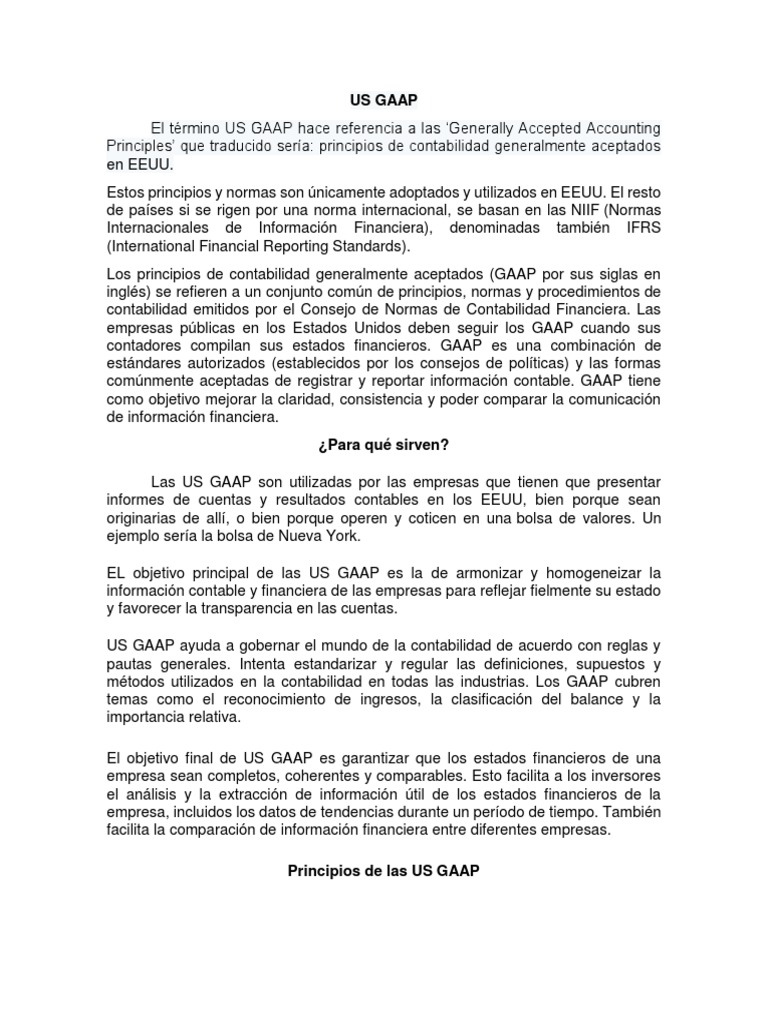Us Gaap y Niif | PDF | normas internacionales de INFORMACION FINANCIERA ...