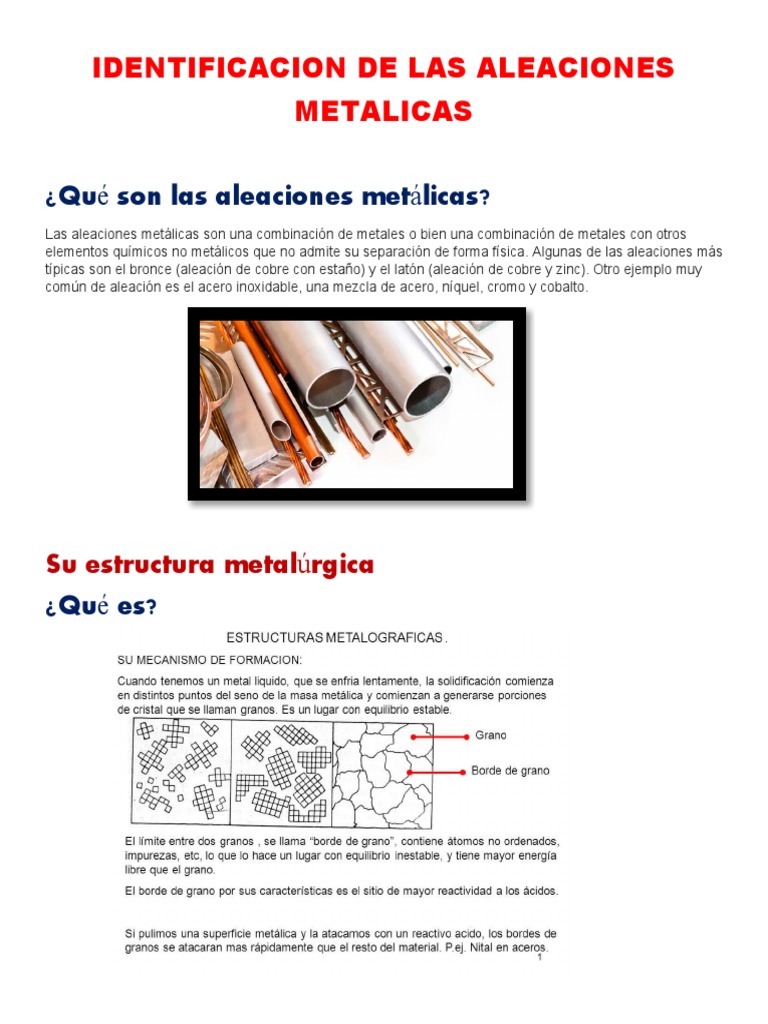 Identificacion de Las Aleaciones Metalicas | PDF | Fundición ...