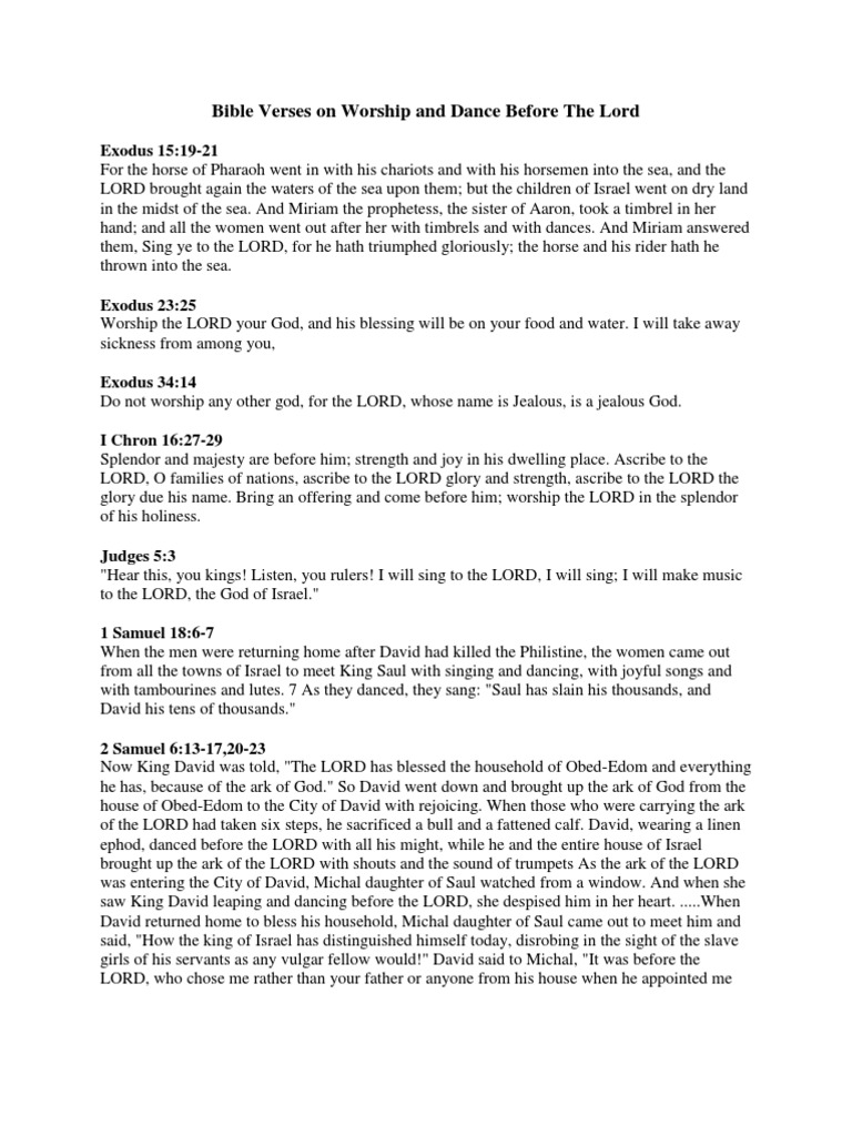 Bible Verses on Worship and Dance Before The Lord: Exodus 15:19-21