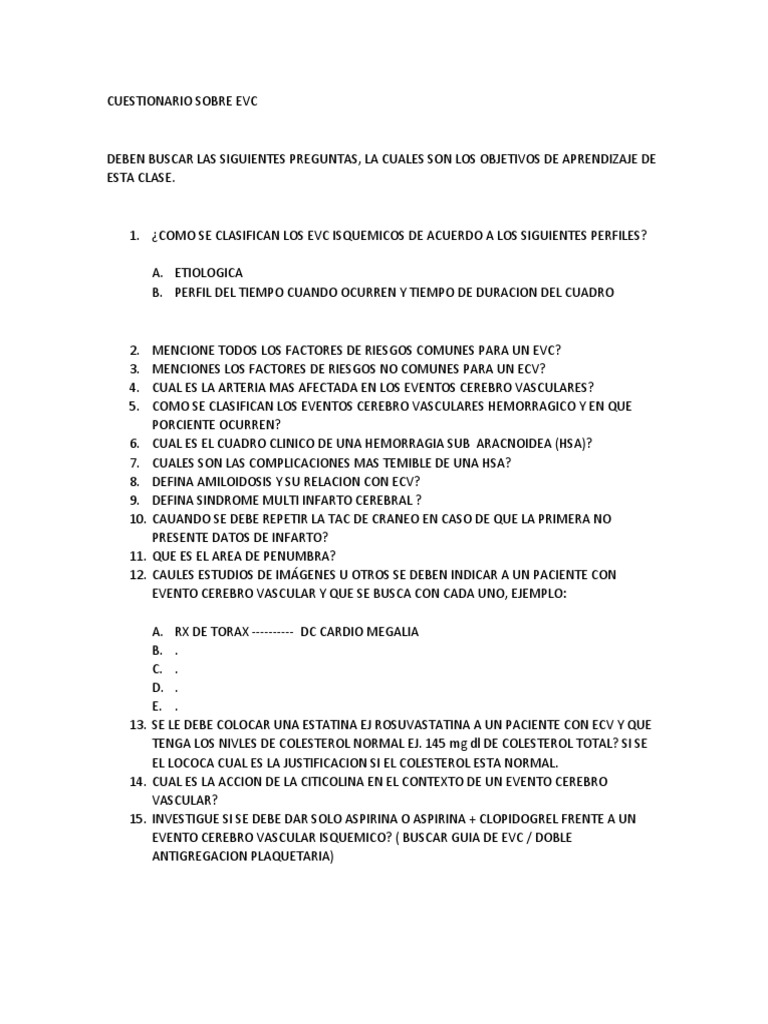 Cuestionario Sobre Evc 2023 | PDF