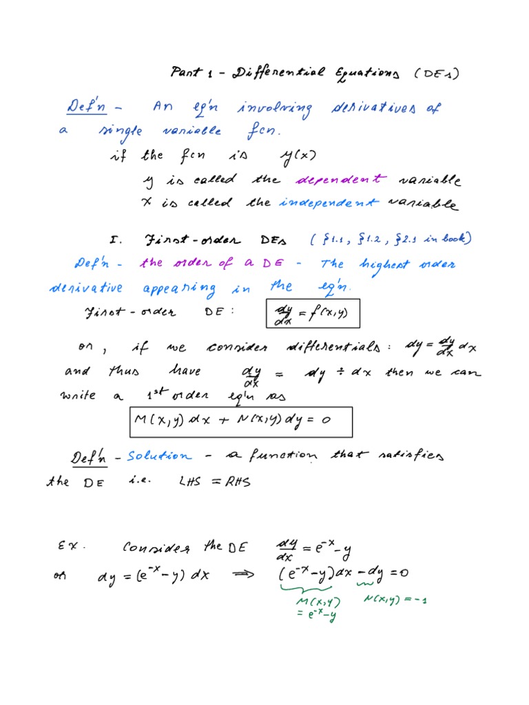 MTH 425 1. 1st Order Eqns | PDF | Applied Mathematics | Equations