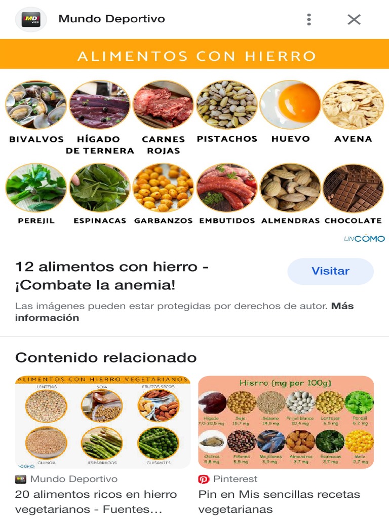 Alimentos Ricos en Hierro | PDF