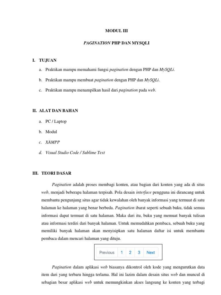 Modul 3 Pagination Php Dan Mysqli Pdf 
