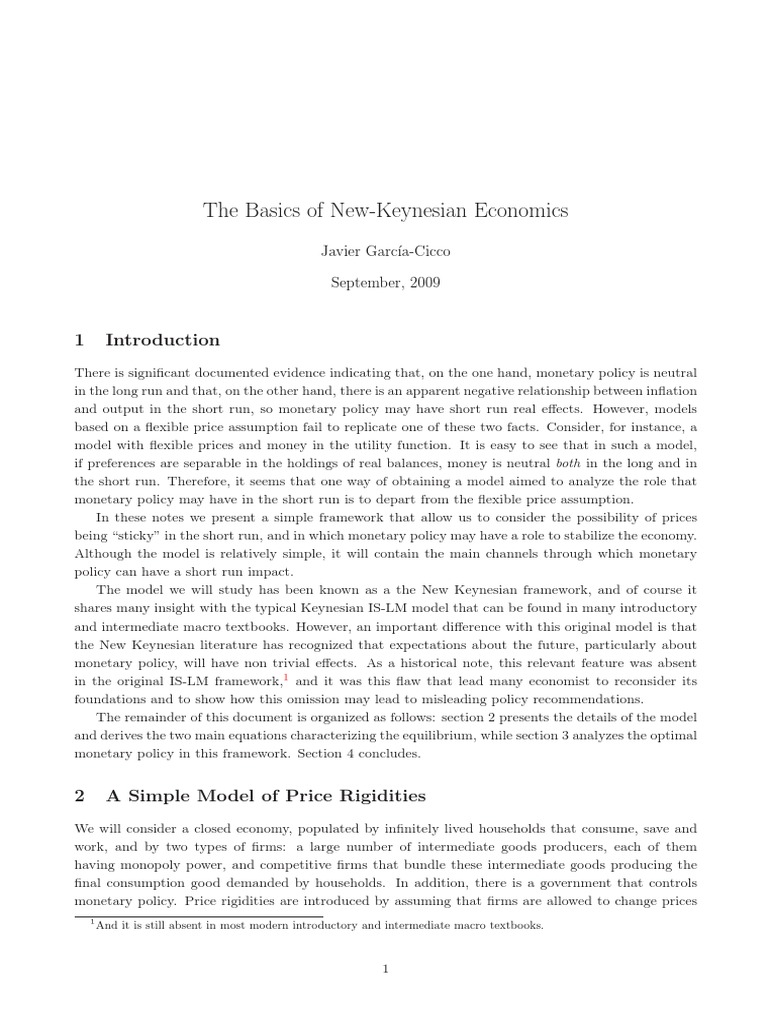 Introduction To New Keynesian Models | Download Free PDF | Inflation ...