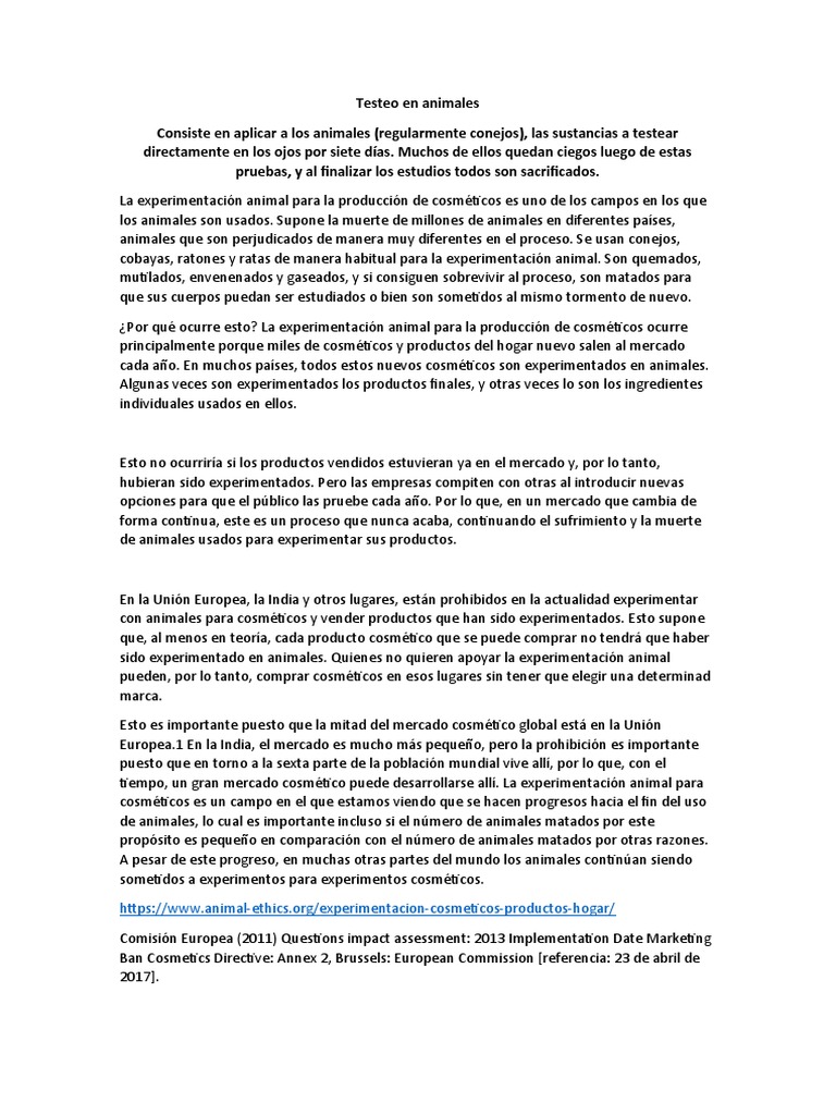Testeo en Animales | PDF | Pruebas en animales