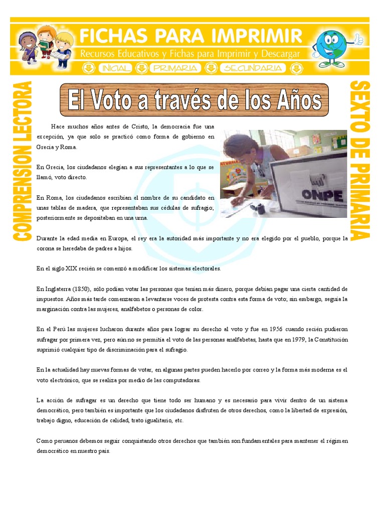 El Voto A Través de Los Años para Sexto de Primaria | PDF | Votación ...