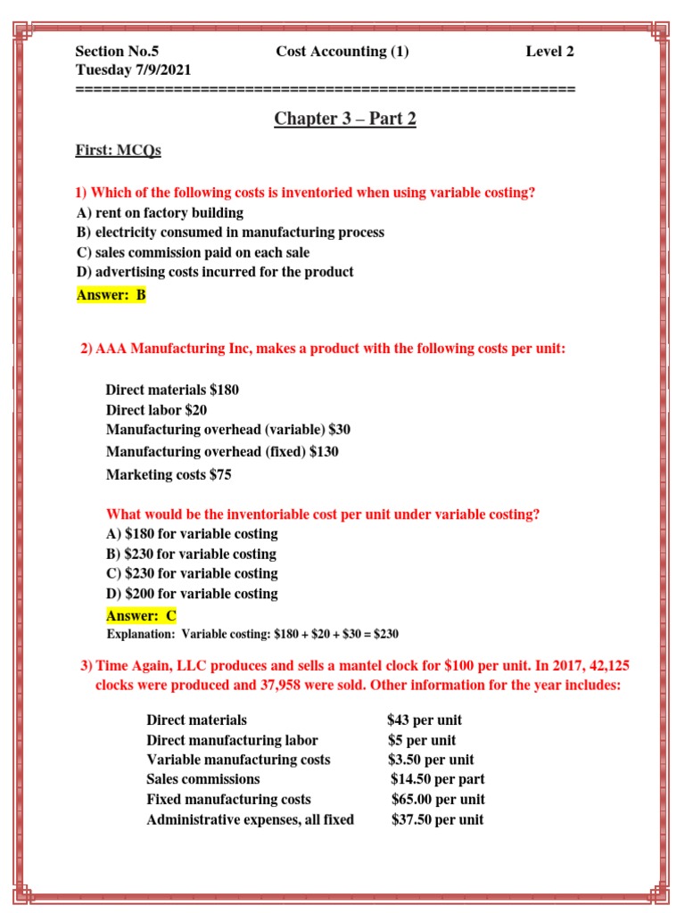 Chapter 3 - Part 2 | PDF | Cost Accounting | Inventory