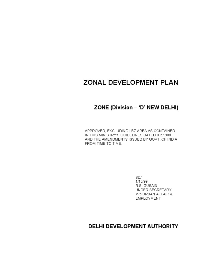 Zonal Development Plan: ZONE (Division - D' NEW DELHI) | PDF | Delhi ...