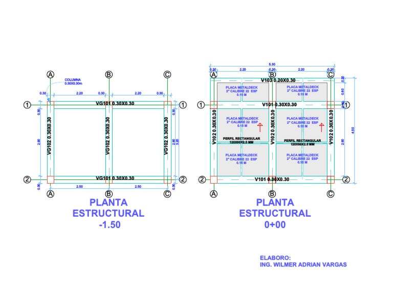 Planta Estructural - 1.50 Planta Estructural 0+00: C B A C B A | PDF