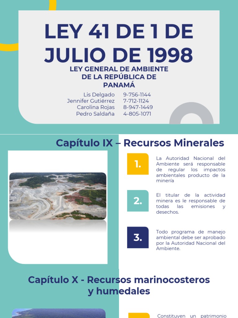 Ley 41 de 1 de Julio de 1998: Ley General de Ambiente de La República de Panamá | PDF | Minería ...