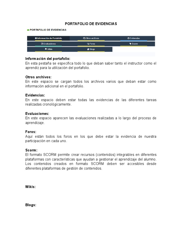 Portafolio de Evidencias | PDF