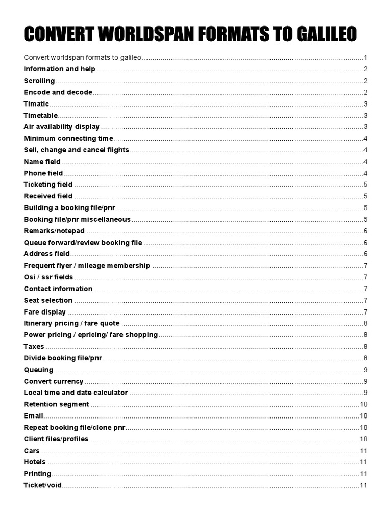 Convert Worldspan to Galileo Formats | PDF | Transport Companies | Aviation