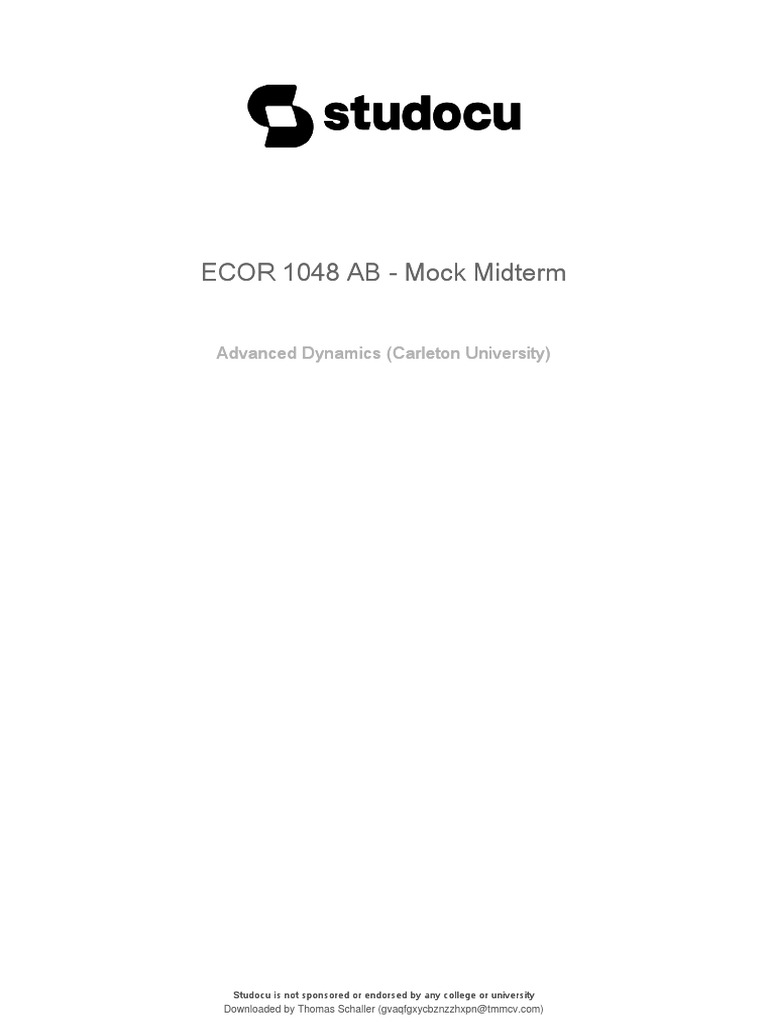 ECOR 1048 Mock Midterm Exam Guide | PDF | Acceleration | Velocity