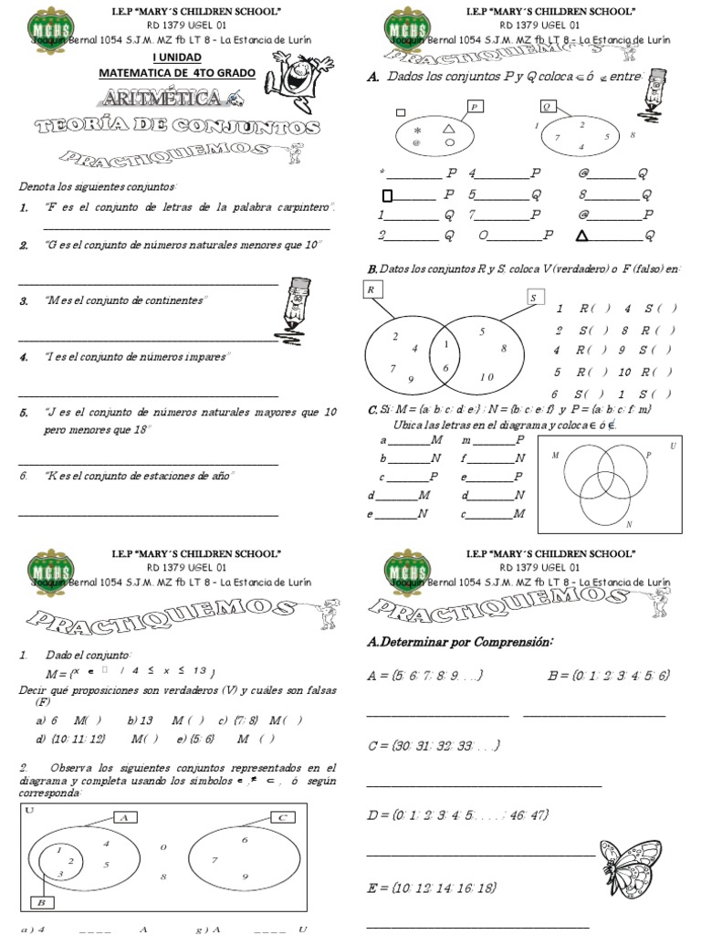 I Unidad 4to Grado | PDF | Conjunto (Matemáticas) | Aritmética