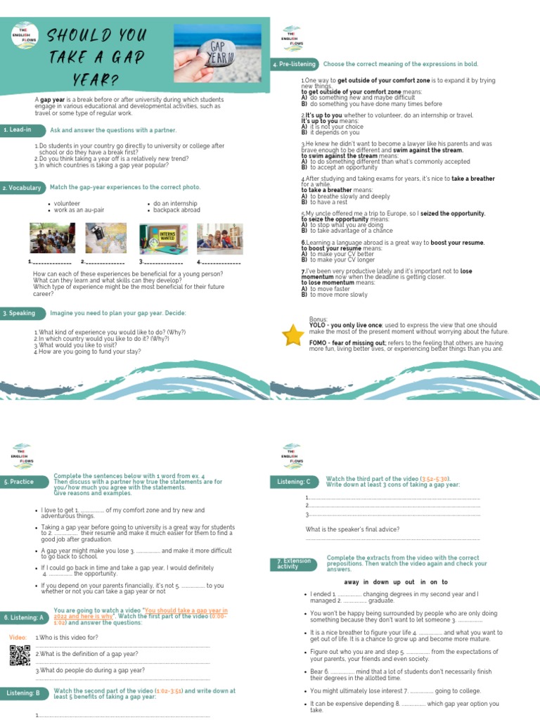 Worksheet EL Should You Take A Gap Year | Download Free PDF ...