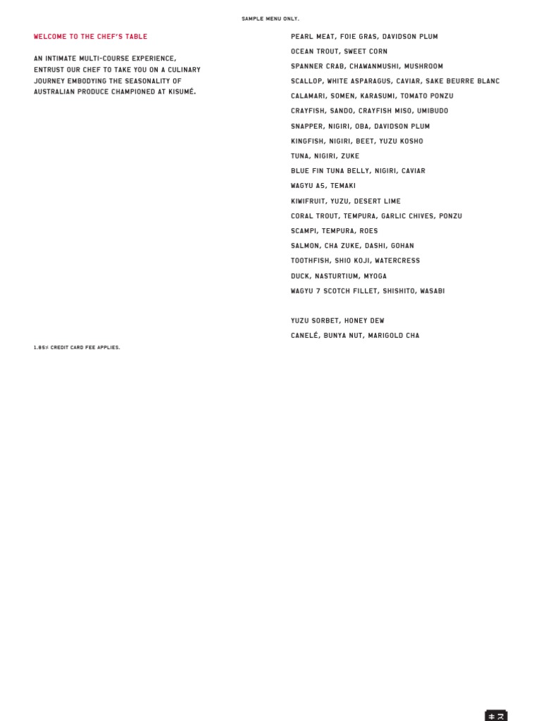 DINNER Table Omakase Menu 23.02.28 - SAMPLE | PDF