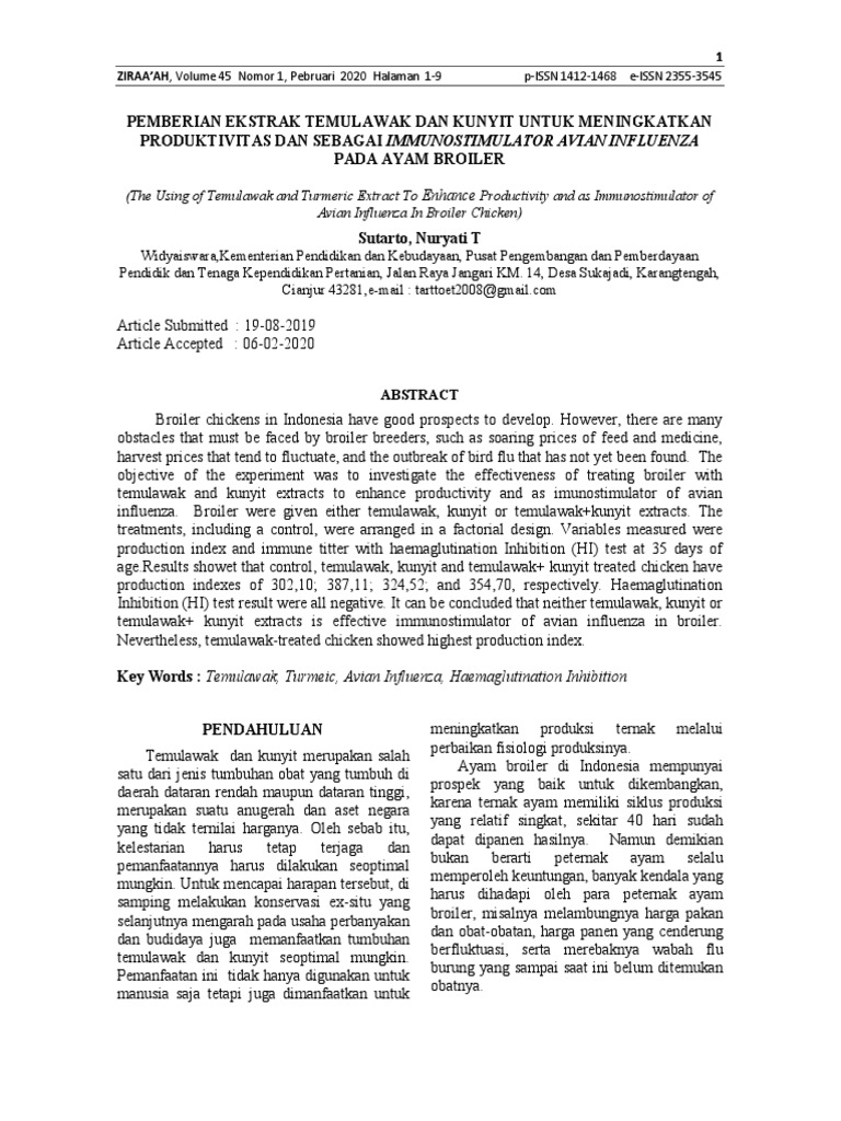 ZIRAA'AH, Volume 45 Nomor 1, Pebruari 2020 Halaman 1-9 p-ISSN 1412-1468 e-ISSN 2355-3545 | PDF ...