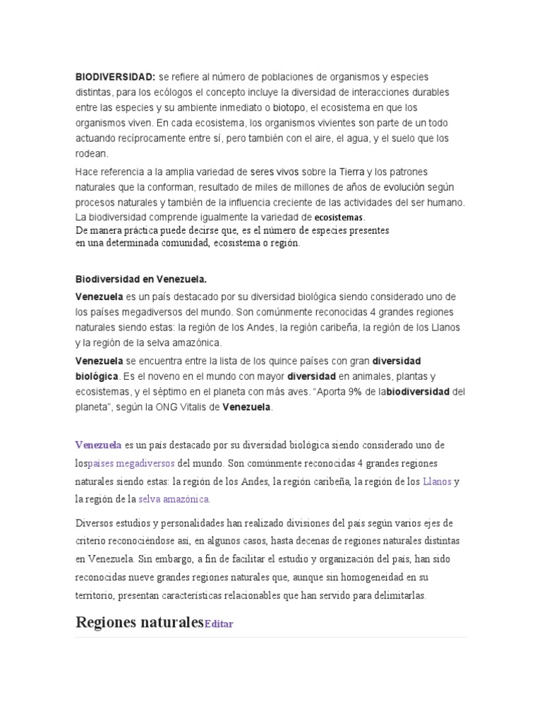 Biodiversidad Venezolana Abrae y Ot | PDF | Biodiversidad | Andes