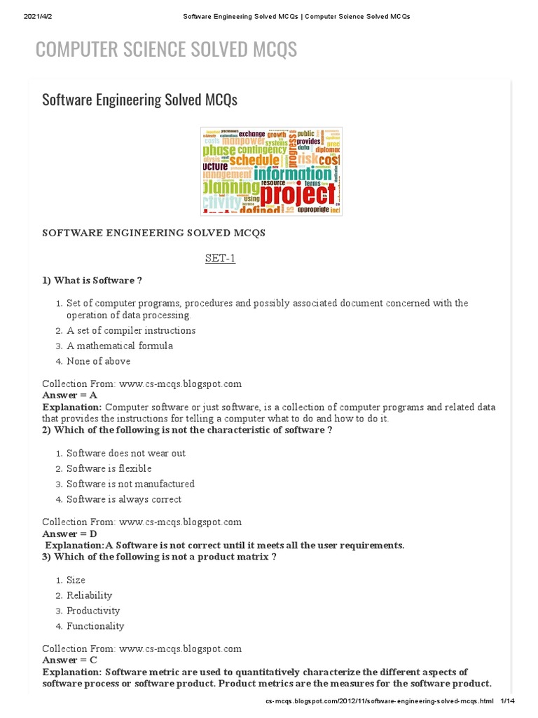 14) اسئلة تدريبية MCQ على نمط الاختبارات القادمة | PDF | Software | Software Development Process