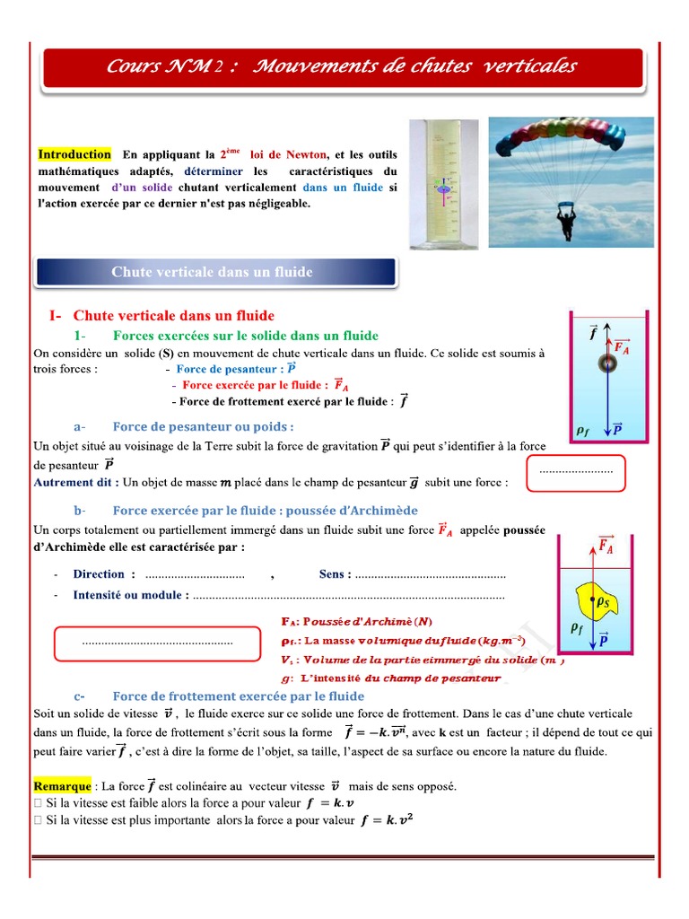 Chute Verticale Dans Un Fluide | PDF