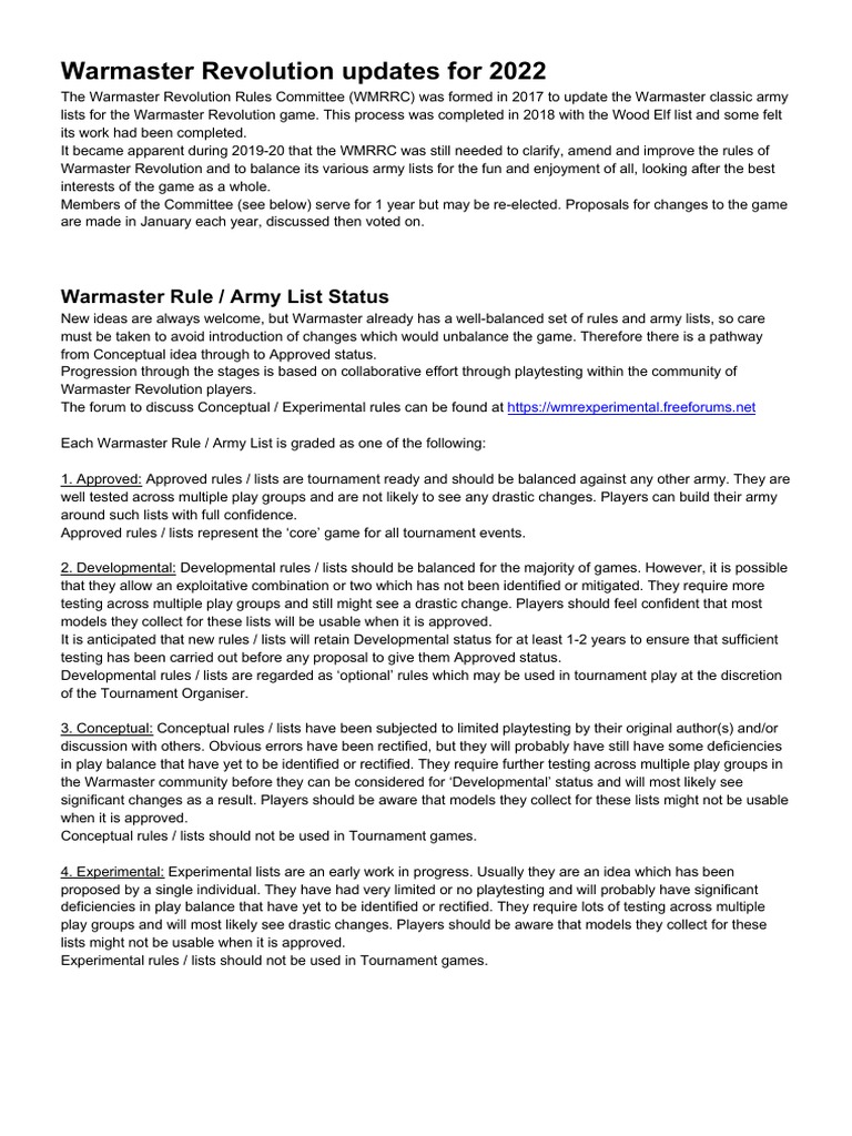 Warmaster Revolution 2022 rule and army list updates | PDF | Siege ...
