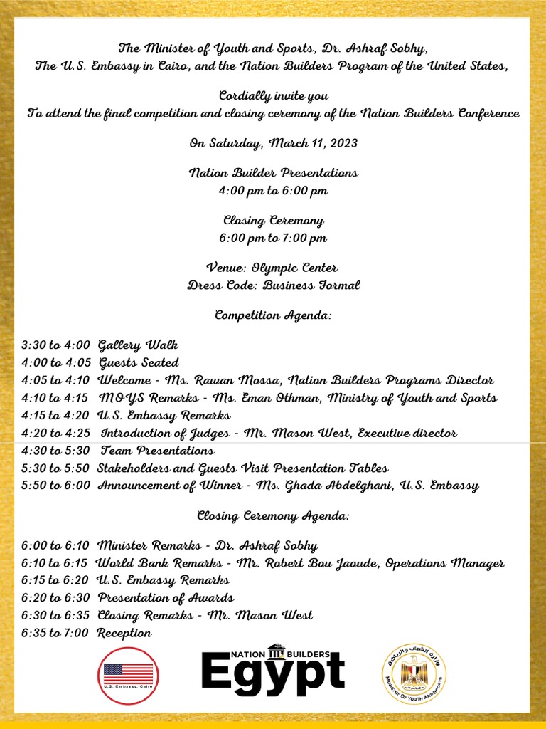 2023 Nation Builders Final Compeition Invitation and Agenda | PDF ...