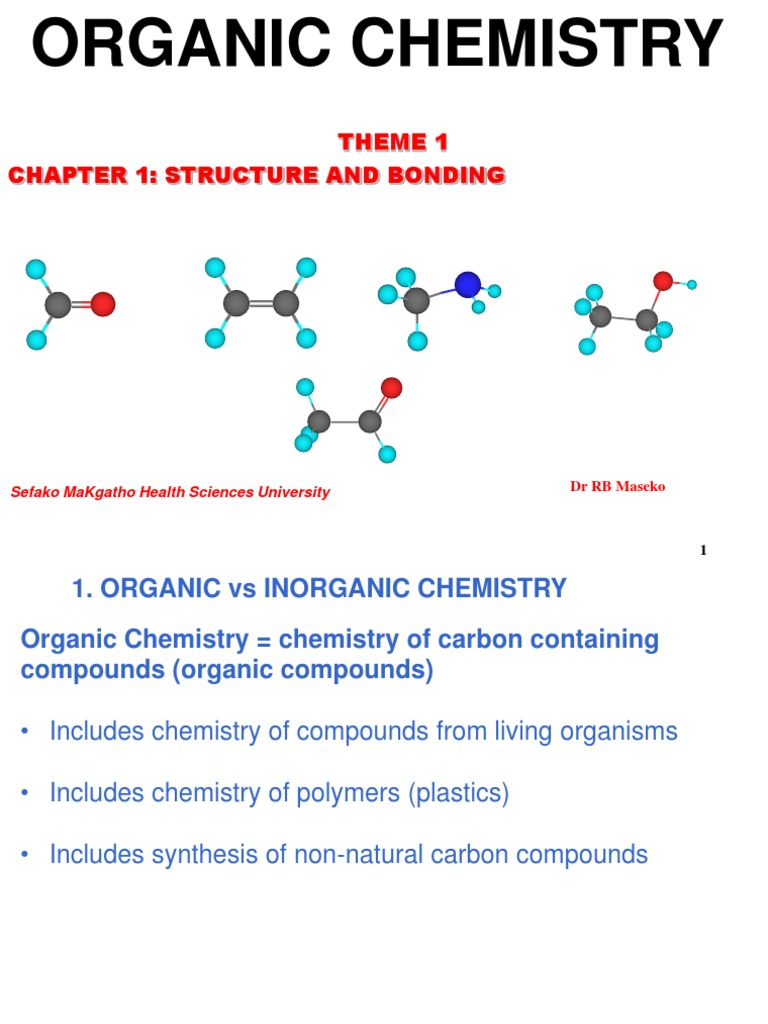 Organic Chemistry: Theme 1 Chapter 1: Structure and Bonding | PDF ...