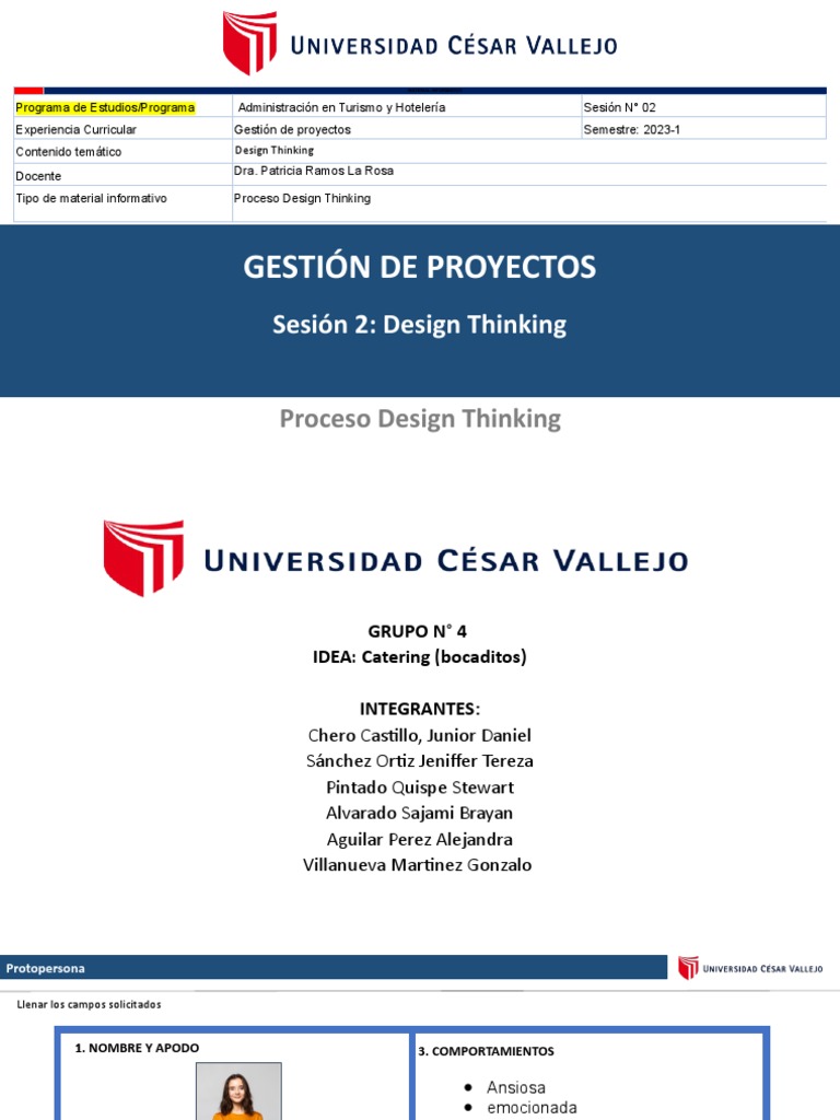 Gestión de Proyectos: Sesión 2: Design Thinking | PDF | Comunicación humana | Comunicación