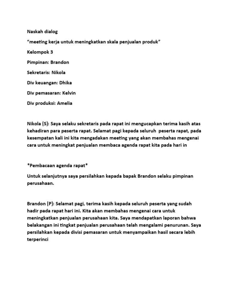 Contoh Dialog Rapat KOMBIS | PDF