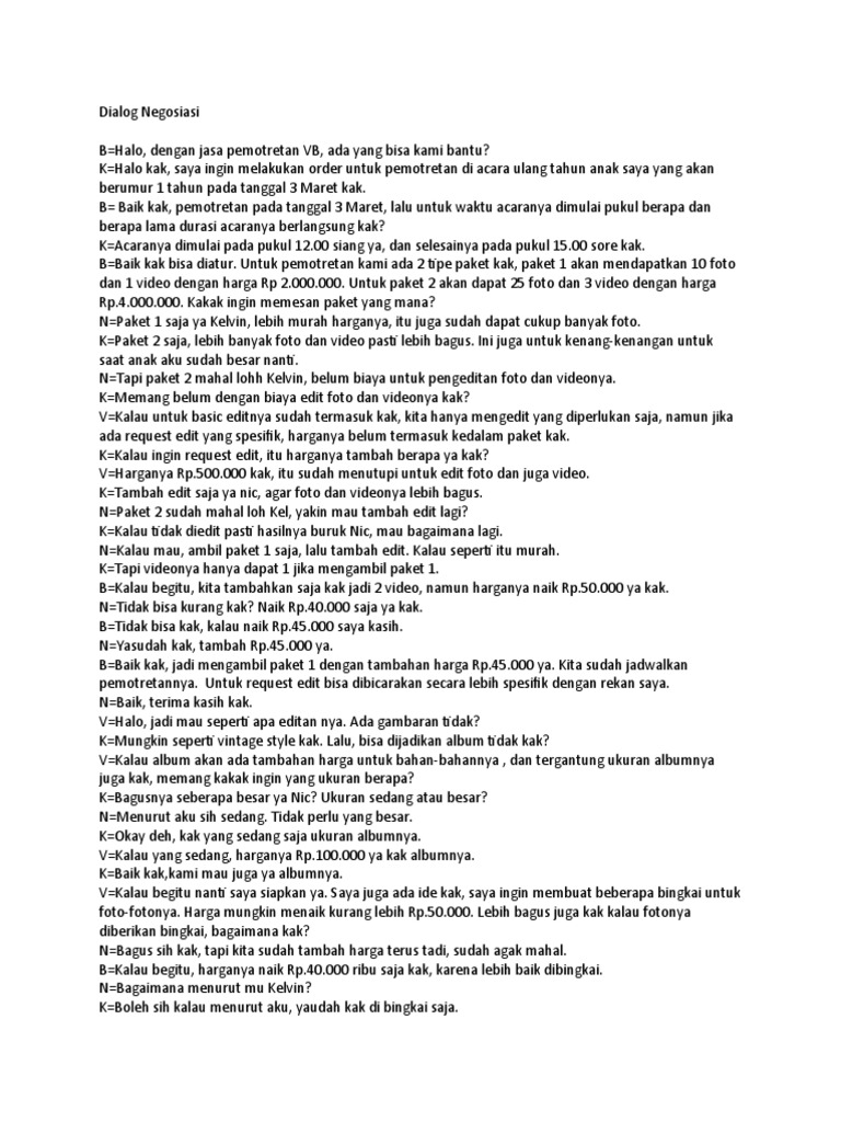 Dialog Negosiasi | PDF